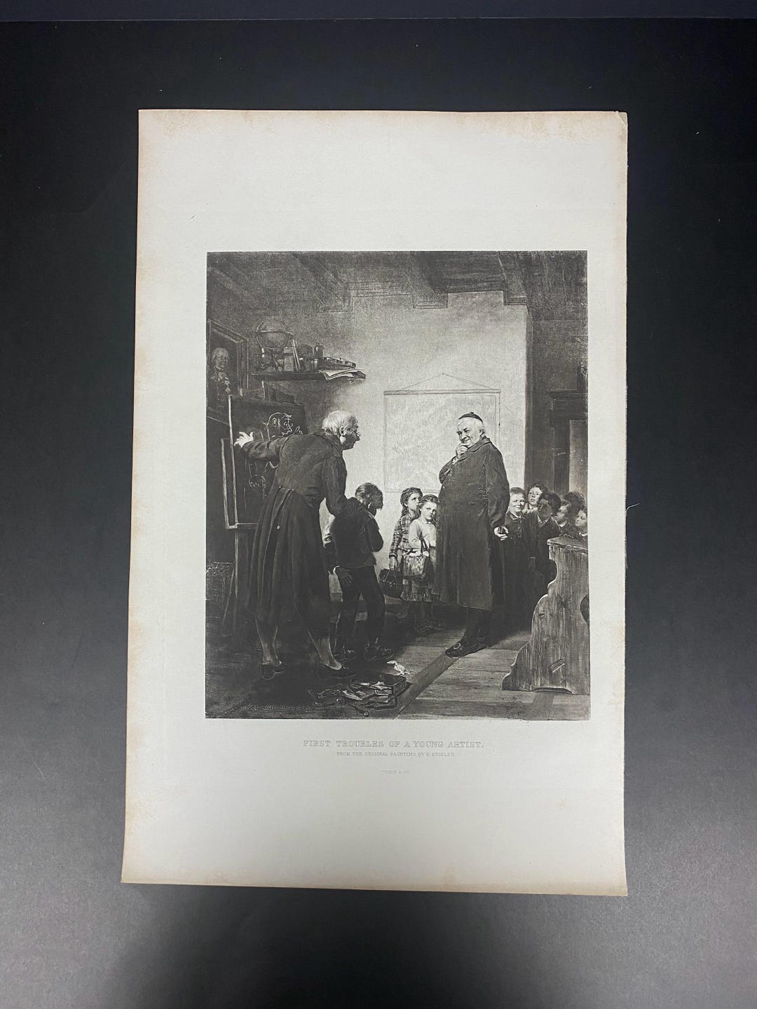 A0064 Original 1884 Art Print Gravure/first Troubles of A Young Artist ...