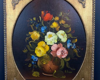 Vintage R. Rosini Floral Oil Painting (framed) - Etsy