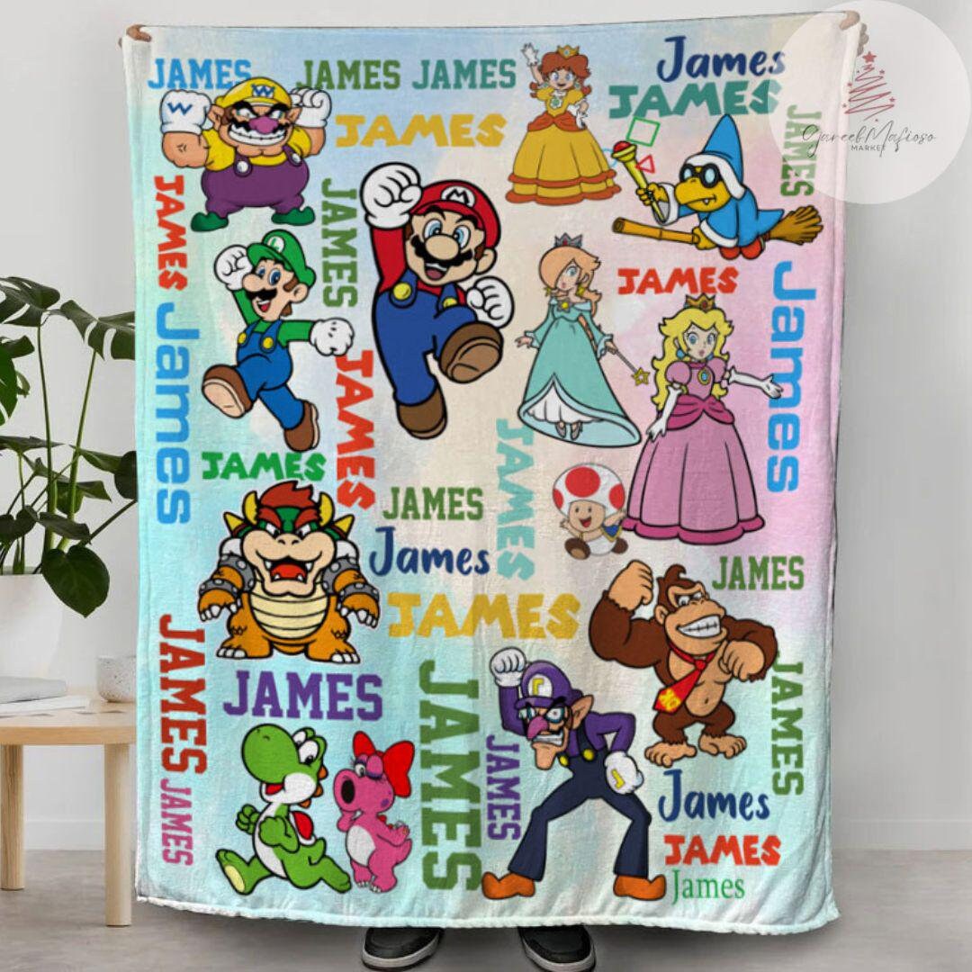 Personalized Super Mario Blanket, Super Mario Birthday Boy Blanket ...