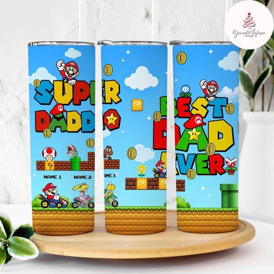 Personalized Best Dad Ever Super Mario Tumbler, Super Daddio Mario ...