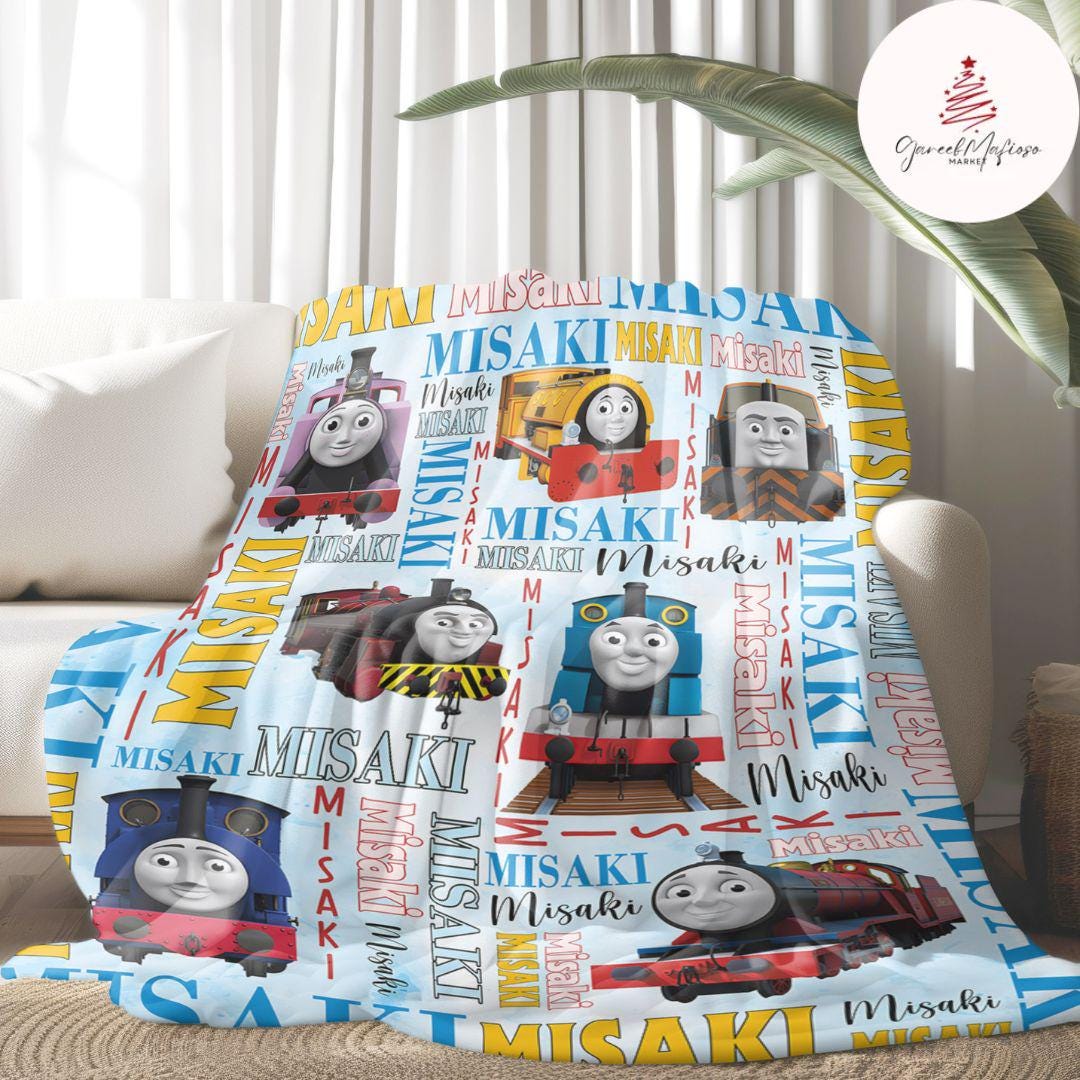 Personalized Watercolor Thomas & Friends Blanket, Thomas Train Birthday ...