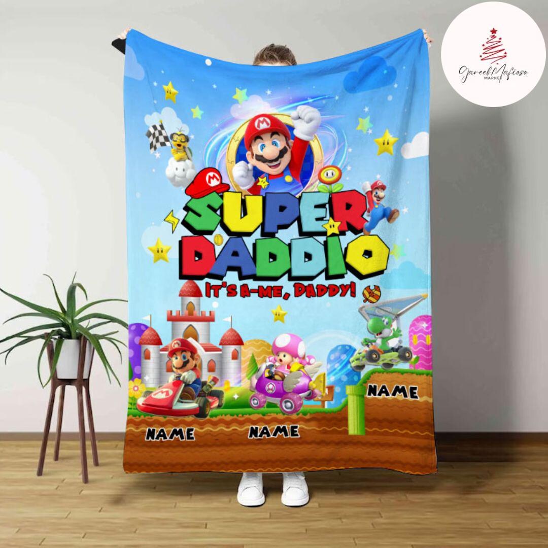 Personalized Super Mario Dad Blanket, Super Mario Luigi Princess Peach ...