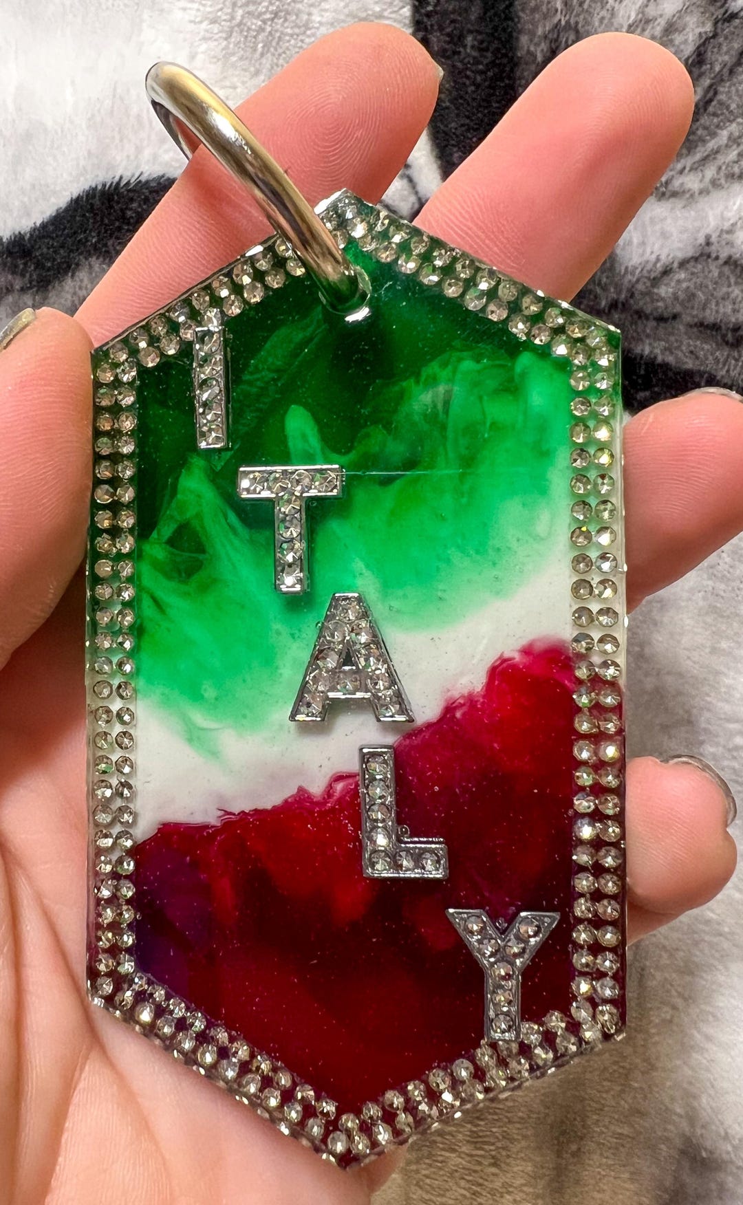 Italy Charm/keychain With Italian Flag Colors - Etsy