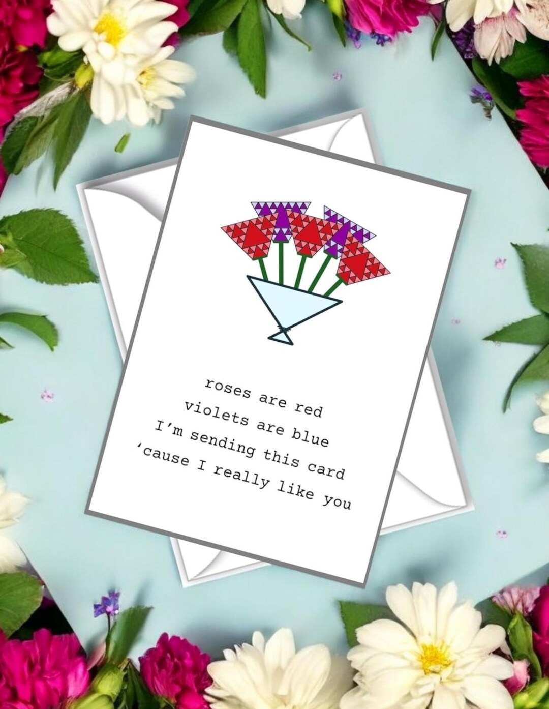 Fractal Flowers Valentines Poem Greeting Card Boyfriend Girlfriend ...