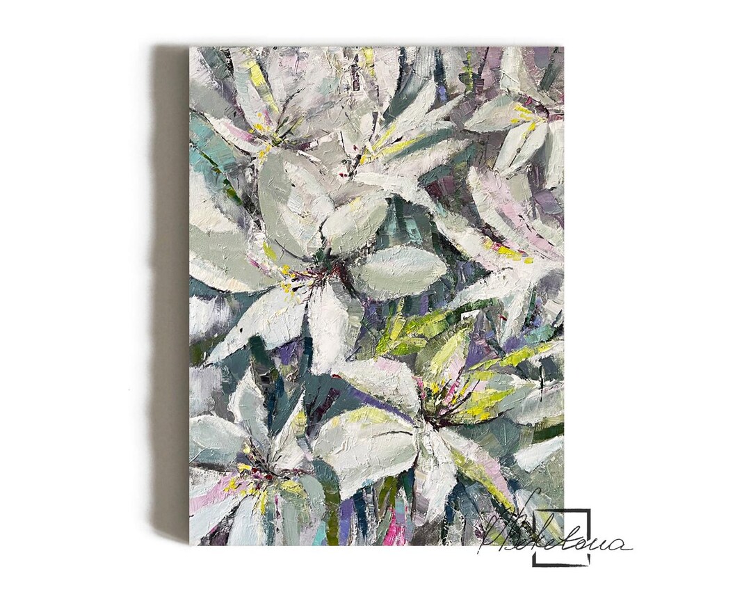 Lilies Artwork Floral Lilies Oil on Canvas Original Fine Art Gift ...