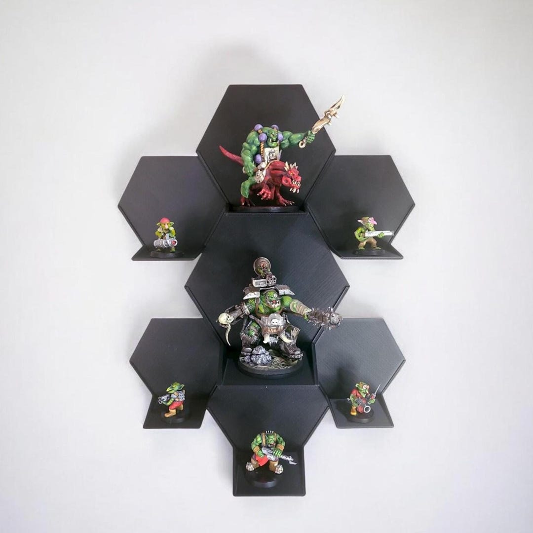 Miniature Hex Display | Expandable Stick on Shelf | 3D Printed Wall ...