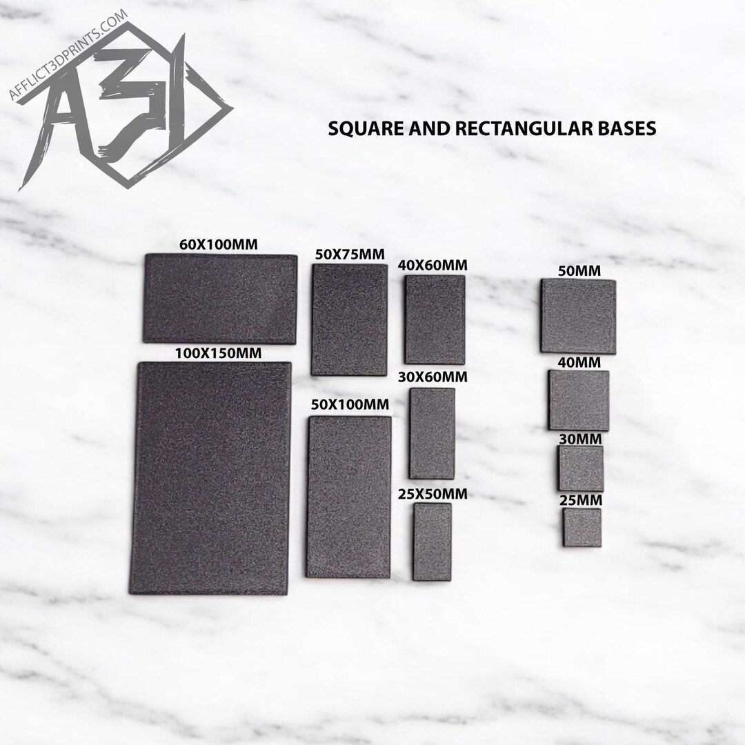 Square and Rectangle Miniature Bases - Assorted Sizes With Space for ...