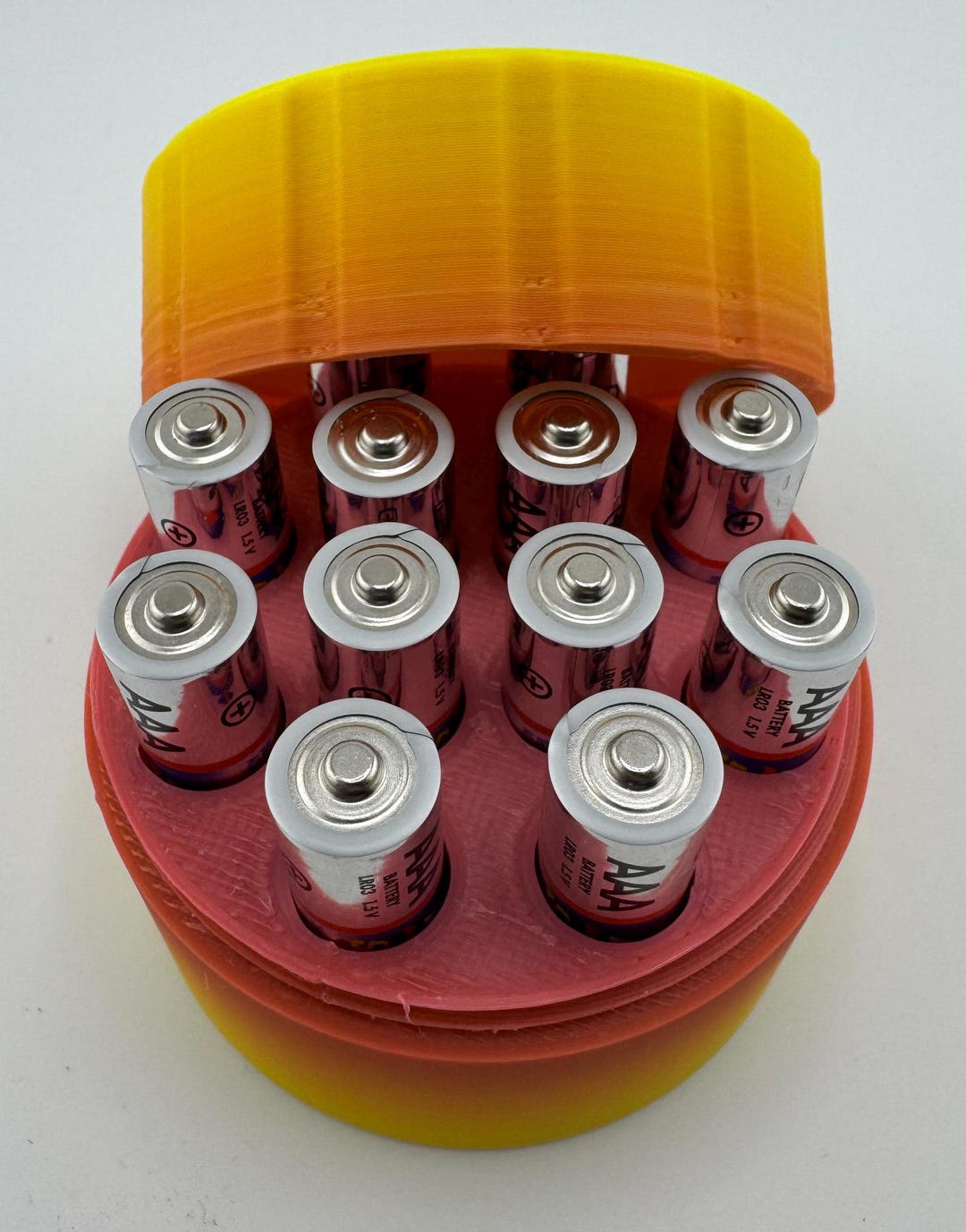 3D Printed 12 AAA Battery Storage Case With Screw-on Lid Sunset Color ...
