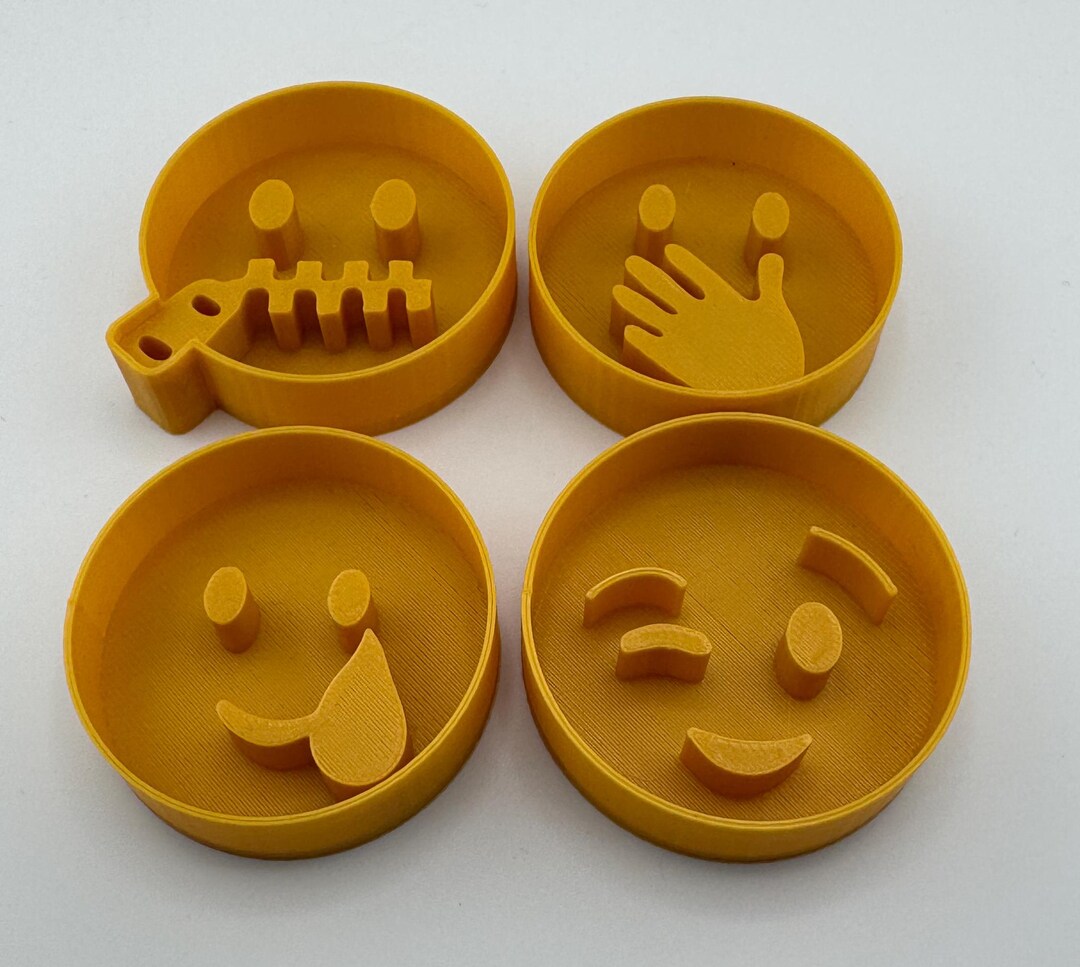 3D Printed Yellow Mini Emoji - Pack of 4 - 2.25x2.25x0.625 Inches - Etsy