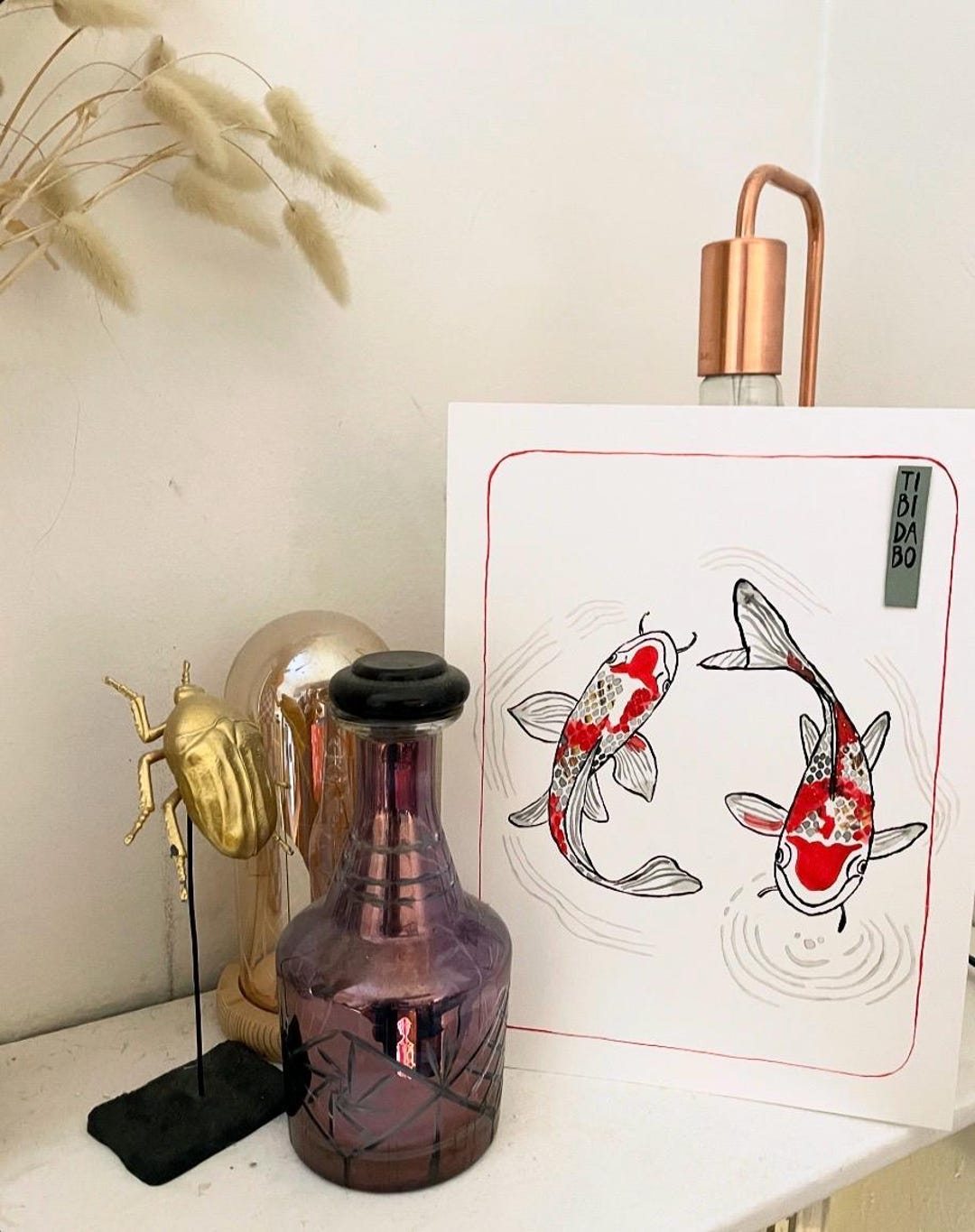 Japanese Koi Carp Watercolor & Collage - Etsy
