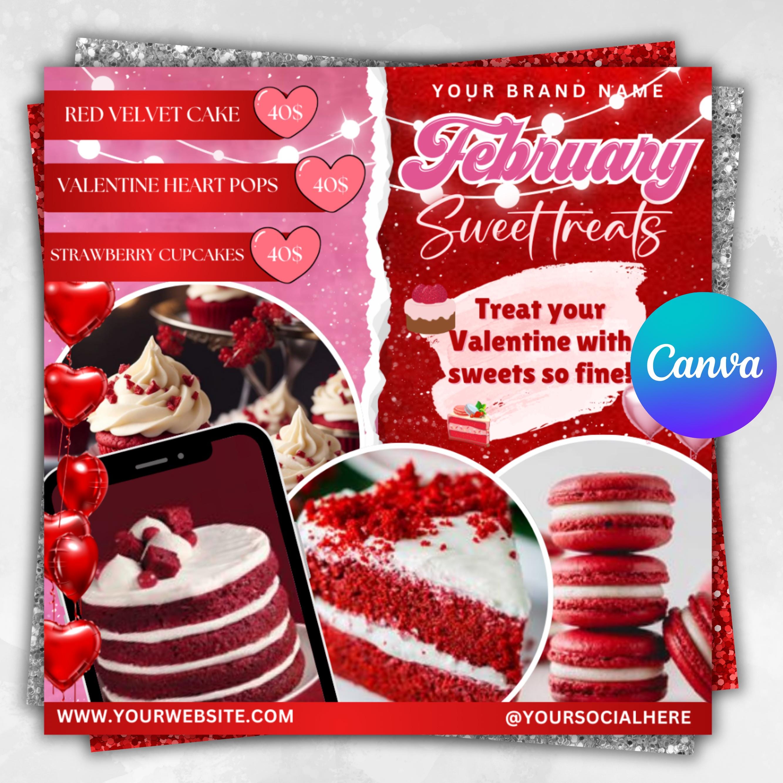 February Sweet Treats Flyer, February Bake Sale Flyer, Valentines Day ...
