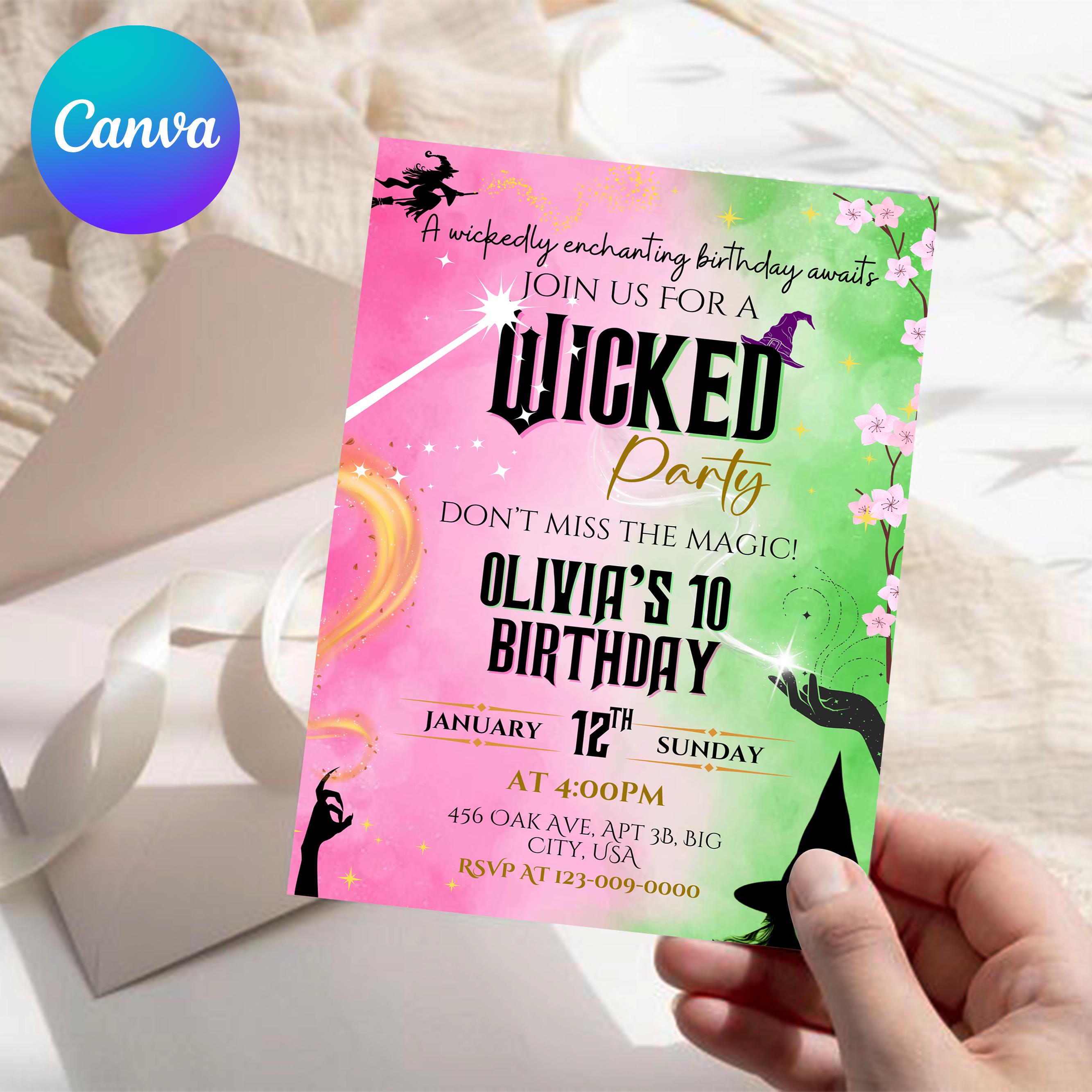 Wicked Birthday Party Invitation, Wicked Party Invitation, WICKED ...