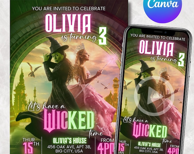 Wicked Birthday Party Invitation, Wicked Party Invitation, WICKED ...