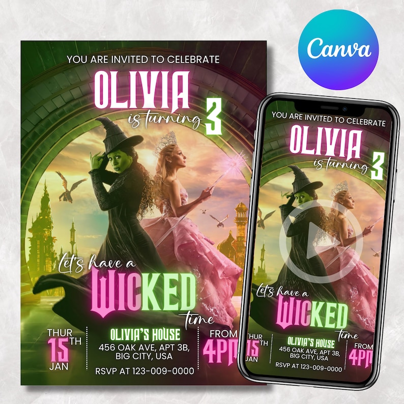 Wicked Birthday Party Invitation, Wicked Party Invitation, WICKED ...