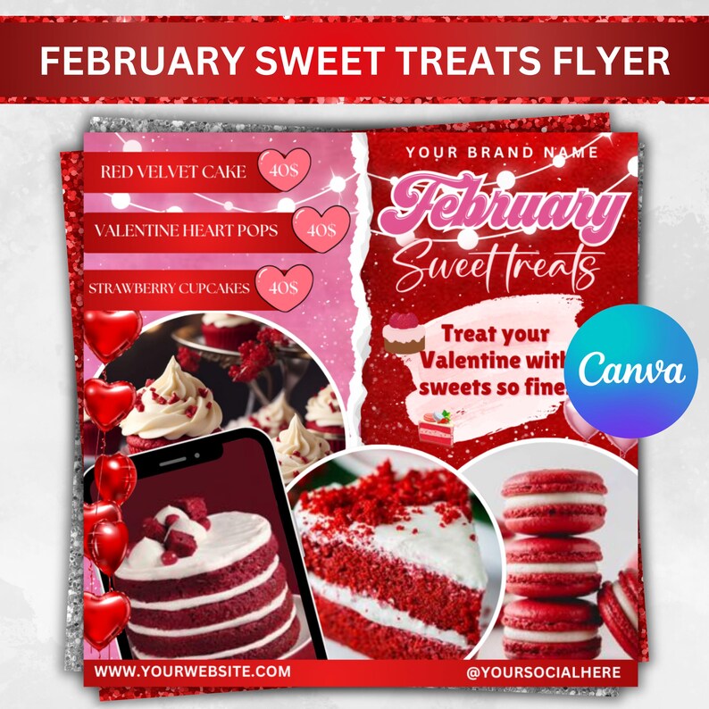 February Sweet Treats Flyer, February Bake Sale Flyer, Valentines Day ...