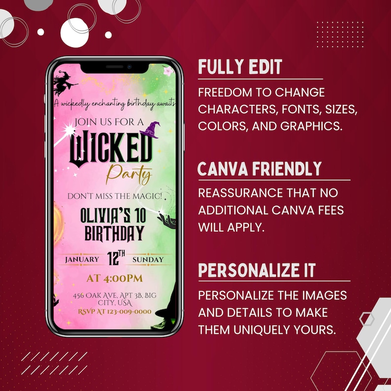 Wicked Birthday Party Invitation, Wicked Party Invitation, WICKED ...
