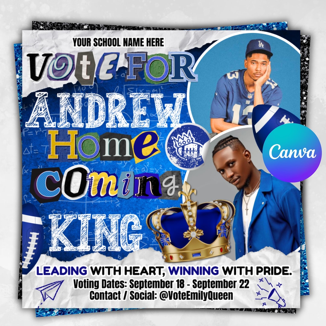 Prom King Campaign Flyer: DIY Vote Template (canva Digital Download) - Etsy