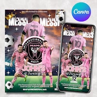 Messi Soccer Birthday Invitation Card: Editable Template (digital ...