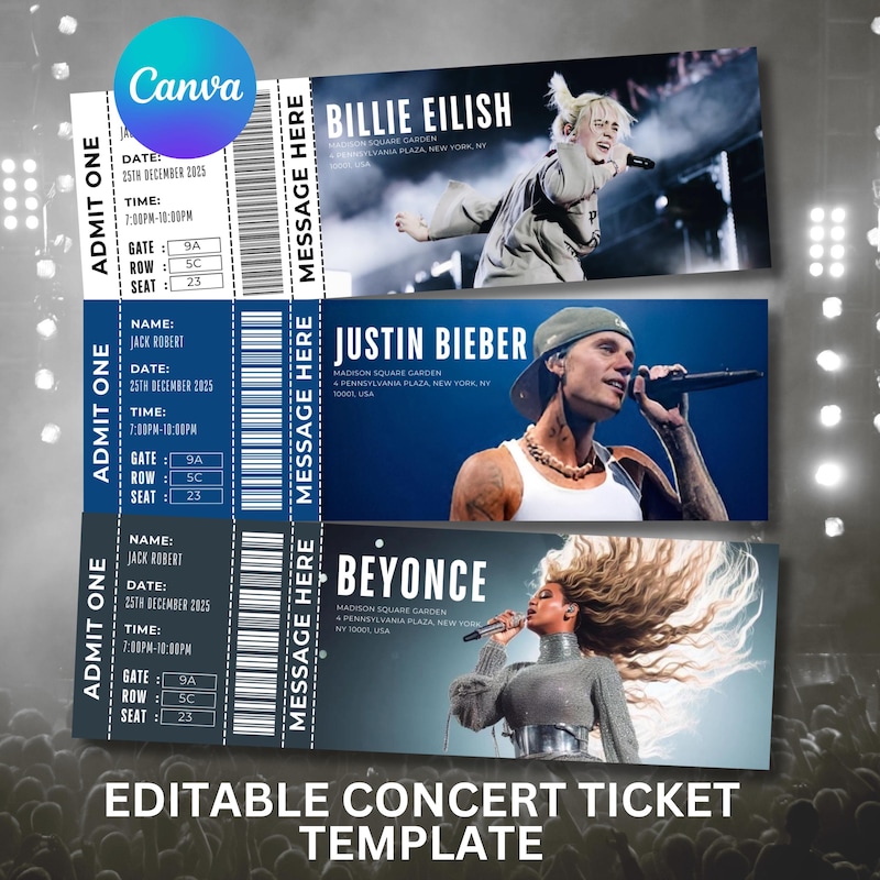 Concert Ticket Template - Etsy