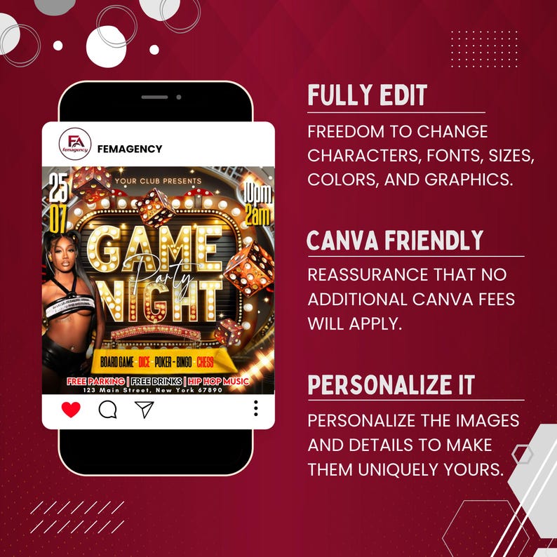 Game Night Party Flyer: Editable Canva Template (social Media ...