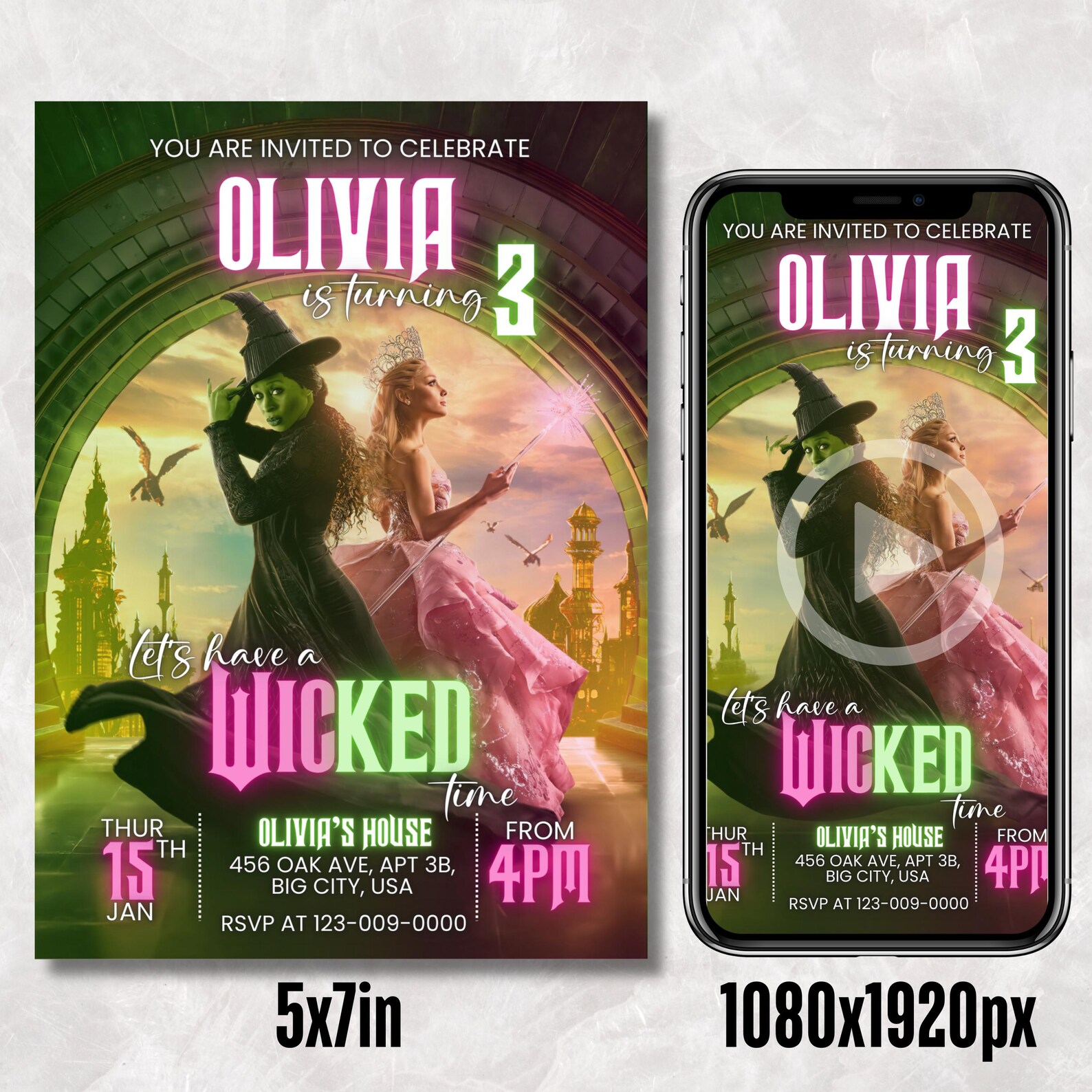 Wicked Birthday Party Invitation, Wicked Party Invitation, WICKED ...