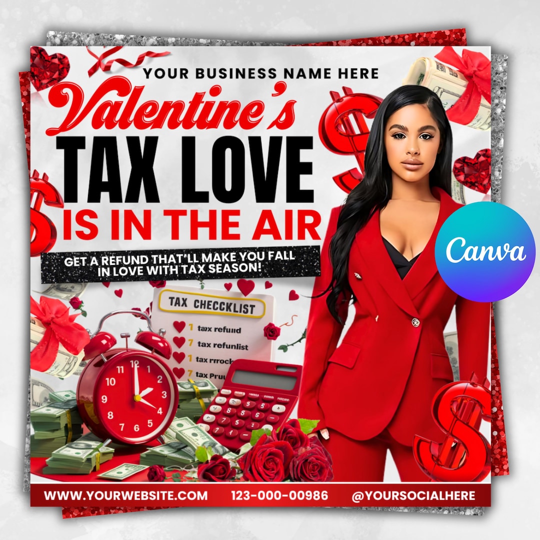 Valentine's Day Tax Preparation Flyer, Tax Prep Instagram Template, Tax ...