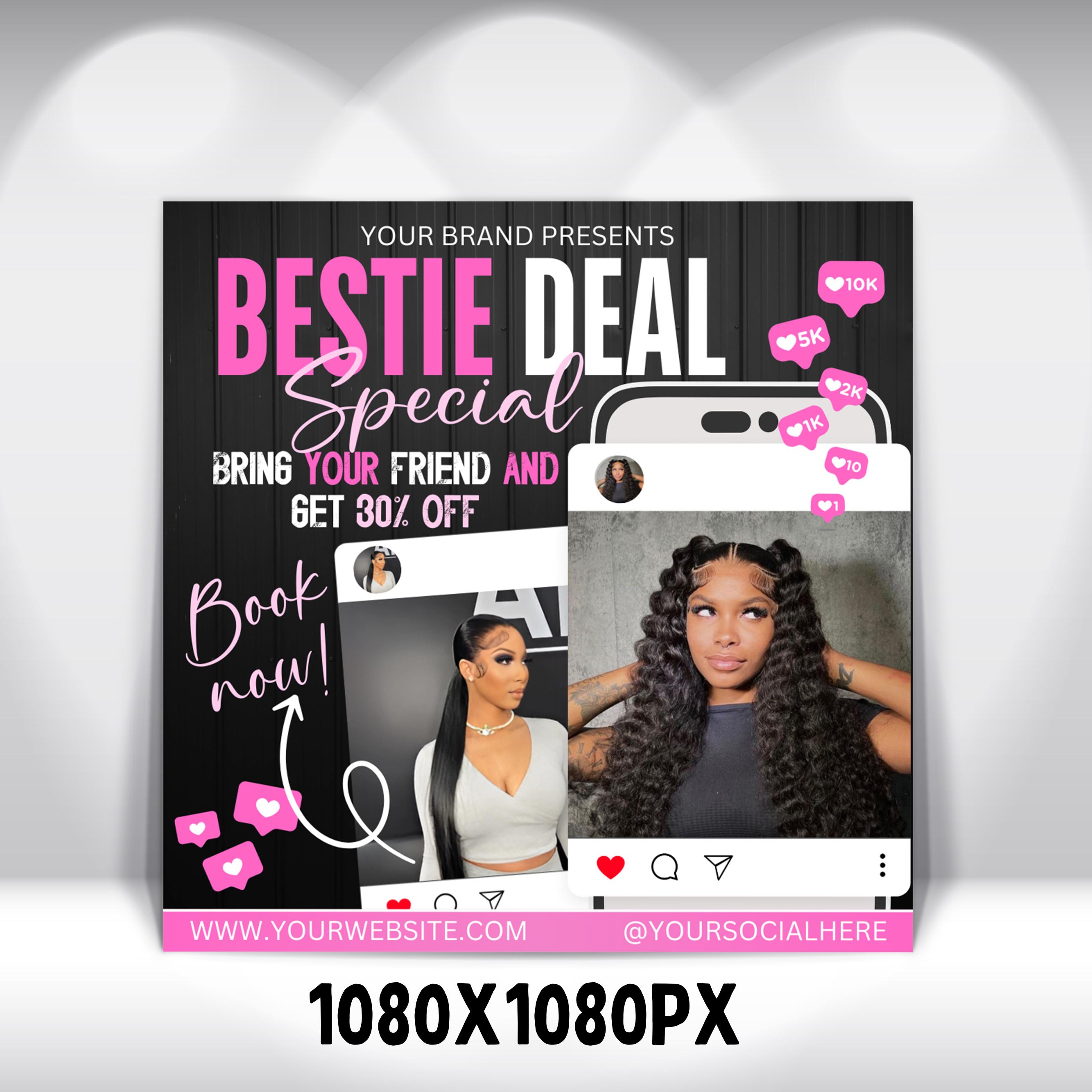 Best Friend Deal Flyer, Bring a Friend Sale Flyer, Bestie Deal Flyer ...