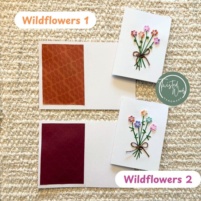 Embroidered Cards - Flowers - Etsy