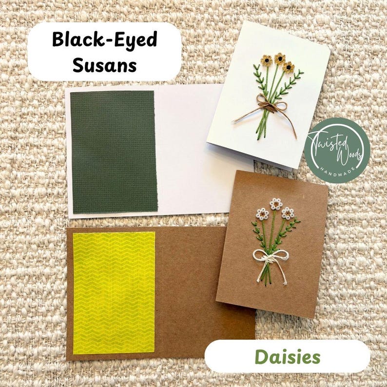 Embroidered Cards - Flowers - Etsy