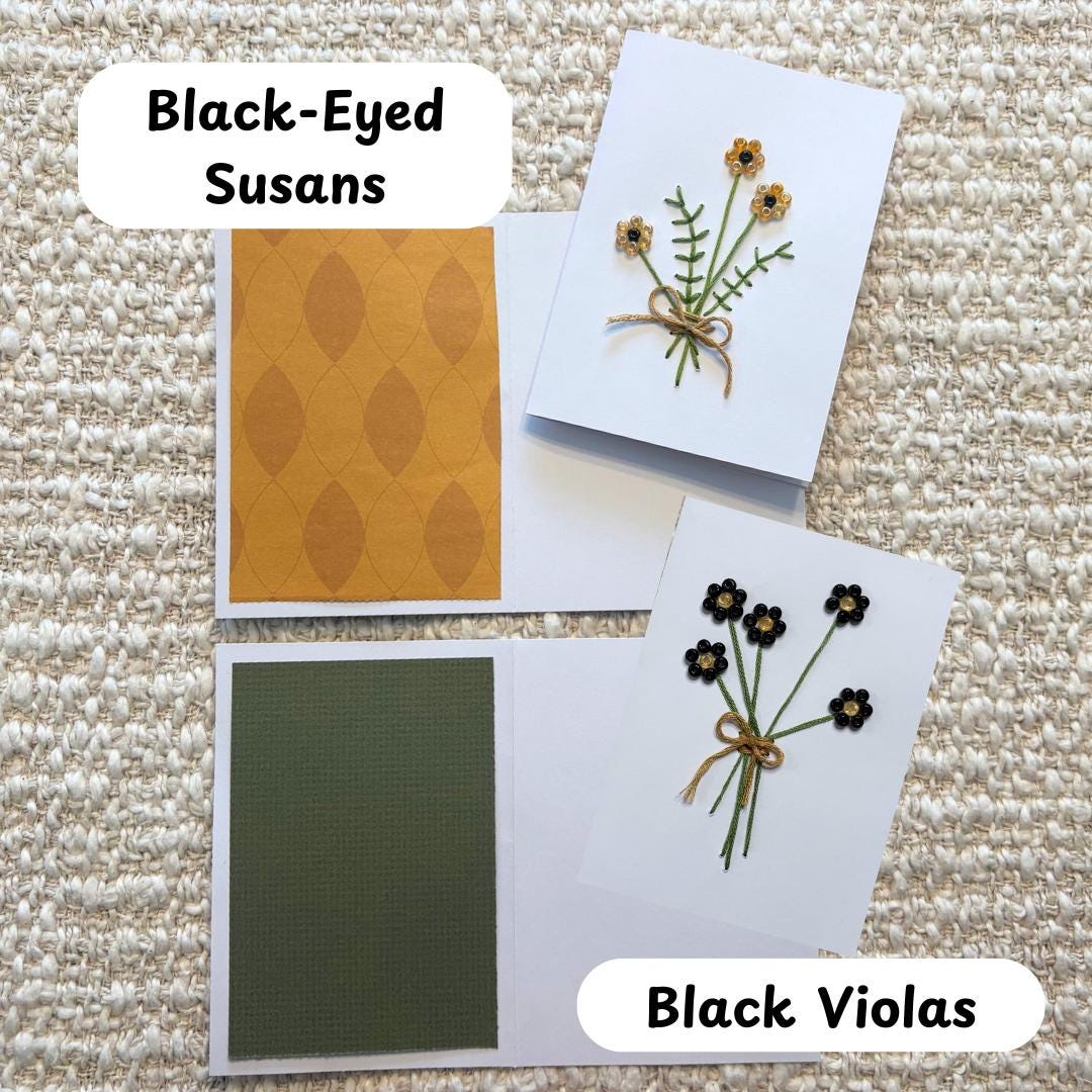 Embroidered Cards - Flowers - Etsy