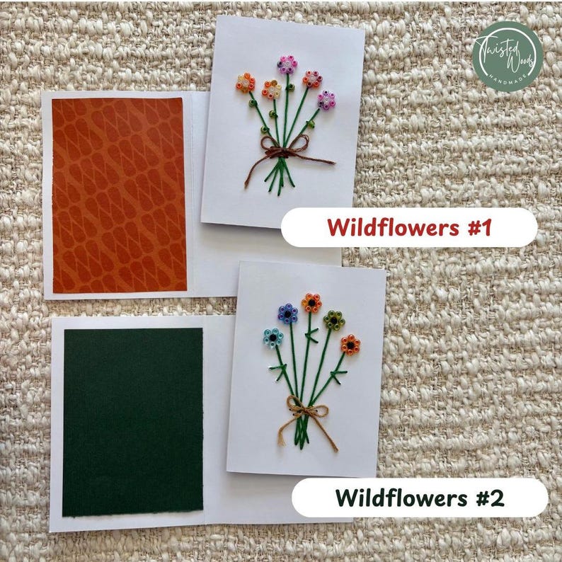 Embroidered Cards - Flowers - Etsy