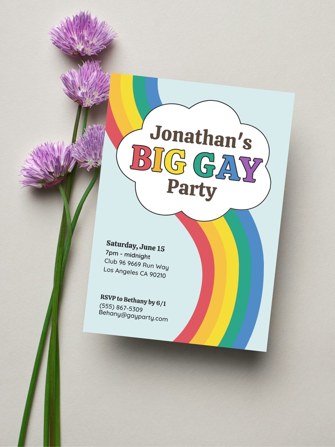 Rainbow Party Invitation LGBTQ Pride Party Invitation Template Gay ...