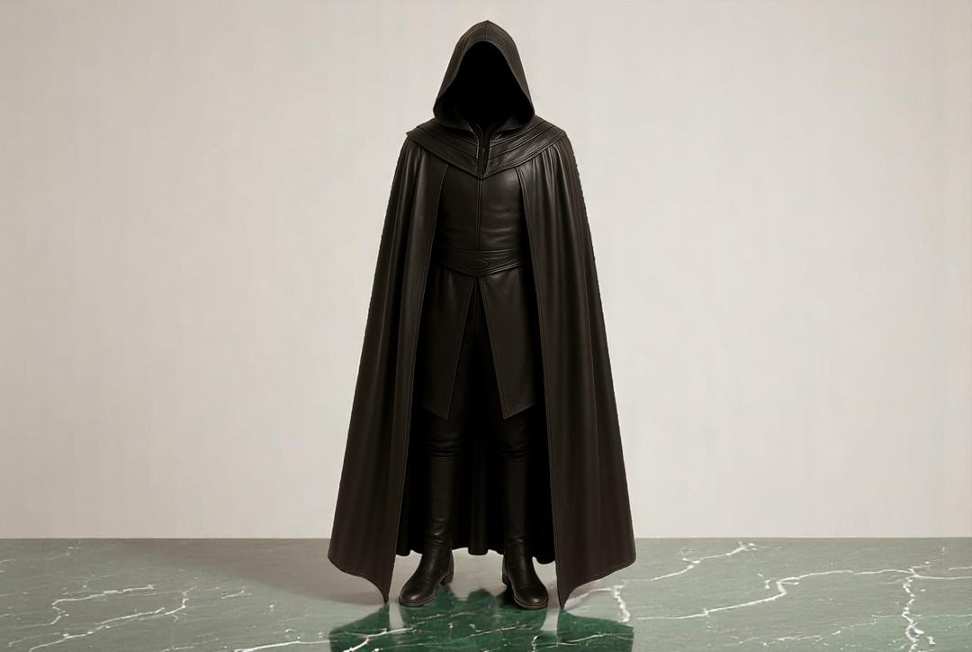 Black Leather Hooded Cloak for Men – Gothic Cosplay Cape, LARP Medieval ...