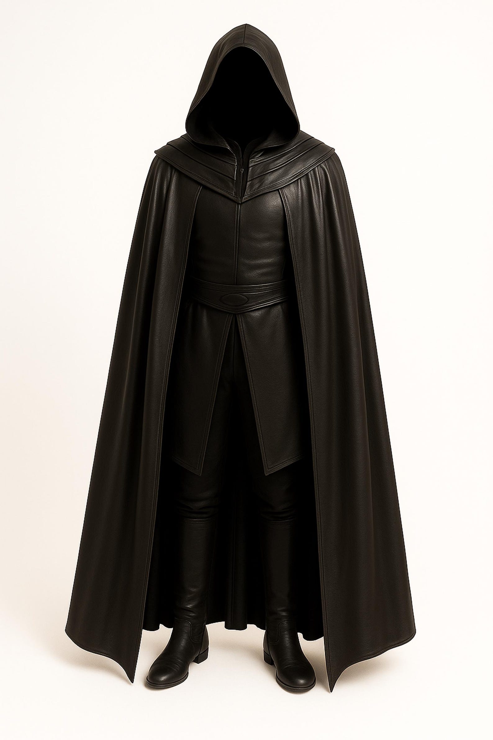 Black Leather Hooded Cloak for Men – Gothic Cosplay Cape, LARP Medieval ...