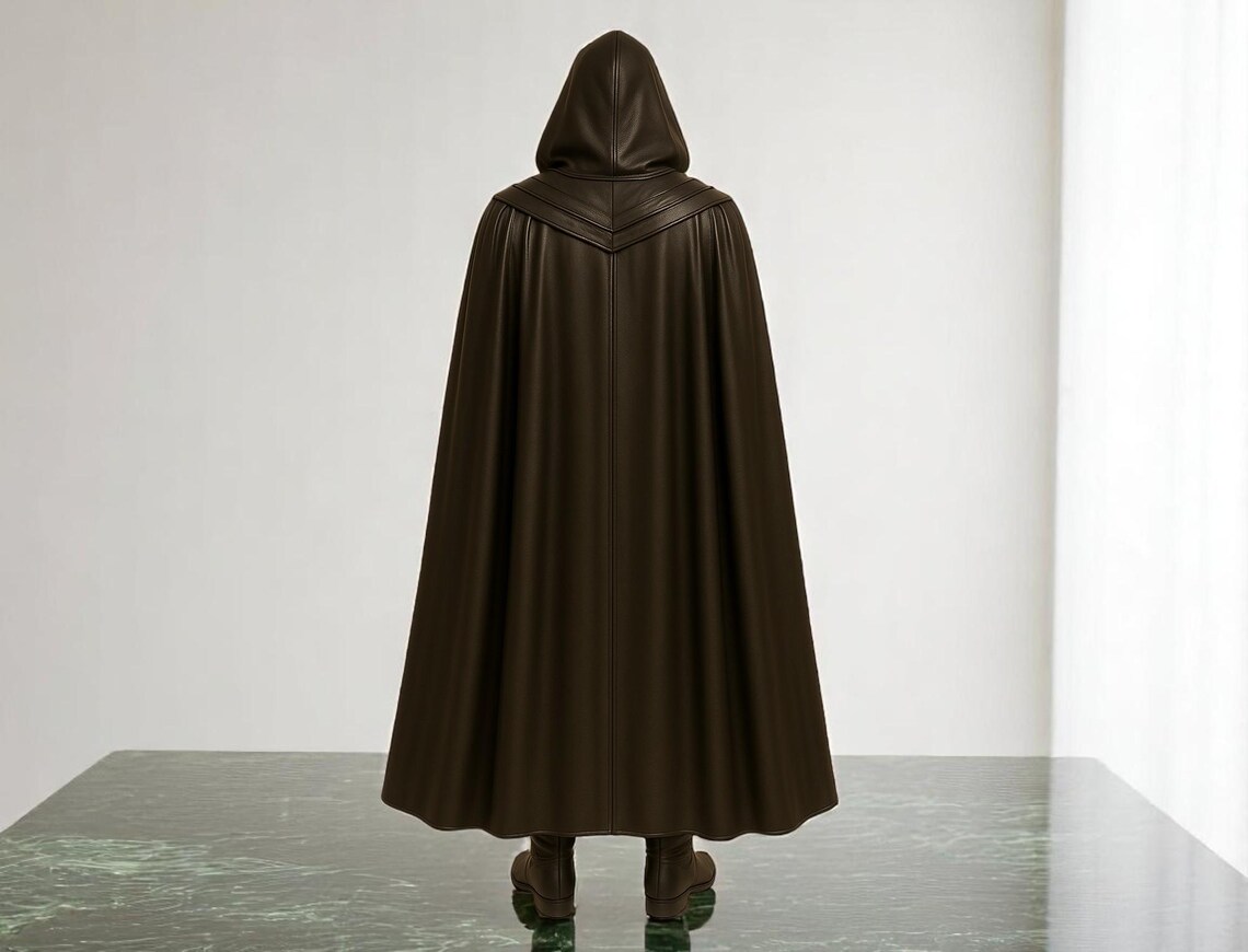 Black Leather Hooded Cloak for Men – Gothic Cosplay Cape, LARP Medieval ...