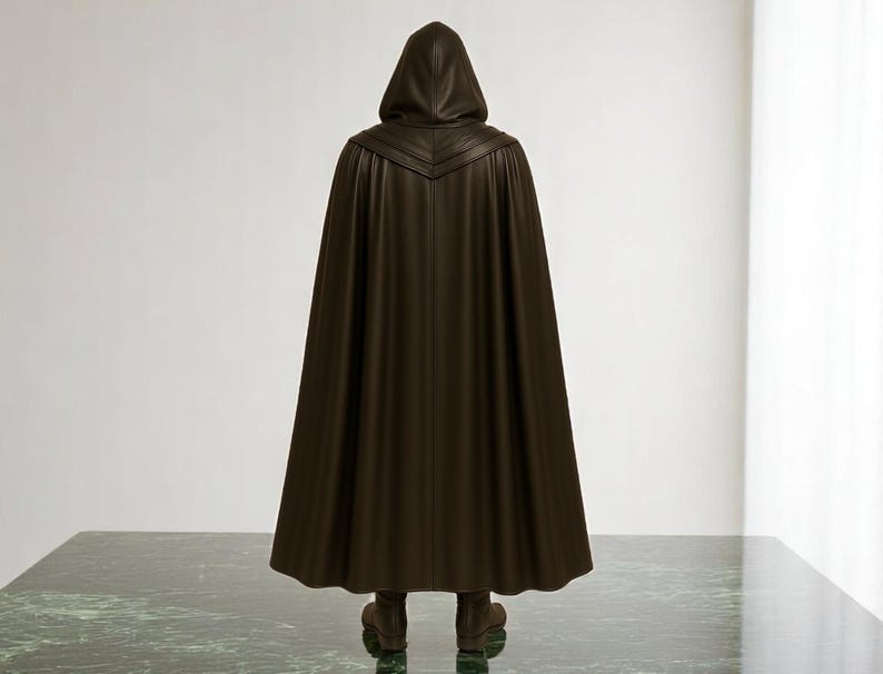 Black Leather Hooded Cloak for Men – Gothic Cosplay Cape, LARP Medieval ...