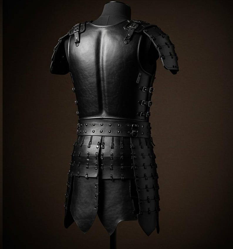 Dark Knight Leather Armor Set – Custom Black Battle Gear With Shoulder ...