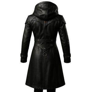 Gothic Leather Trench Coat | LARP Fantasy Warrior Jacket | Renaissance ...
