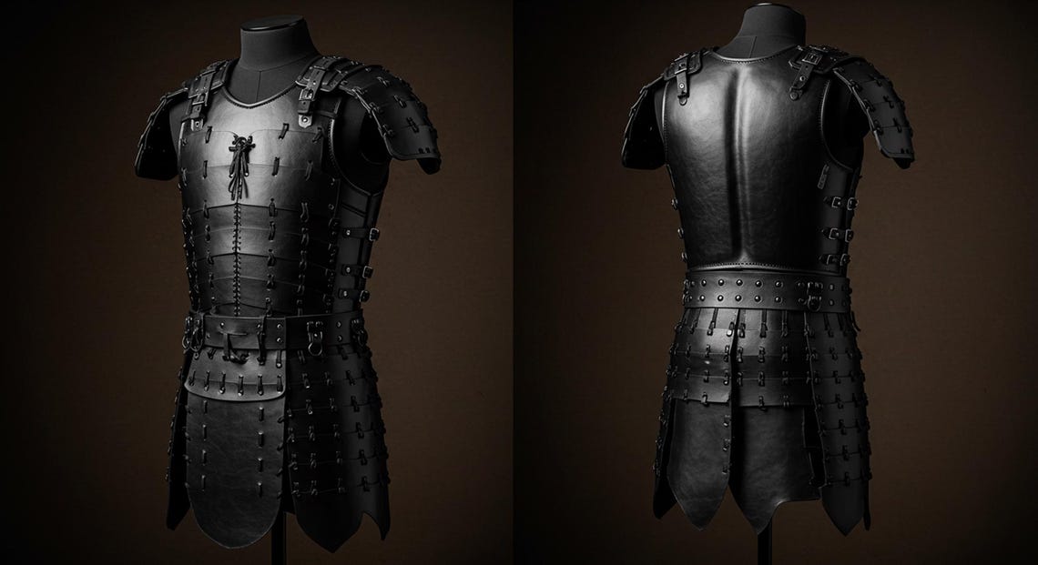 Dark Knight Leather Armor Set – Custom Black Battle Gear With Shoulder ...
