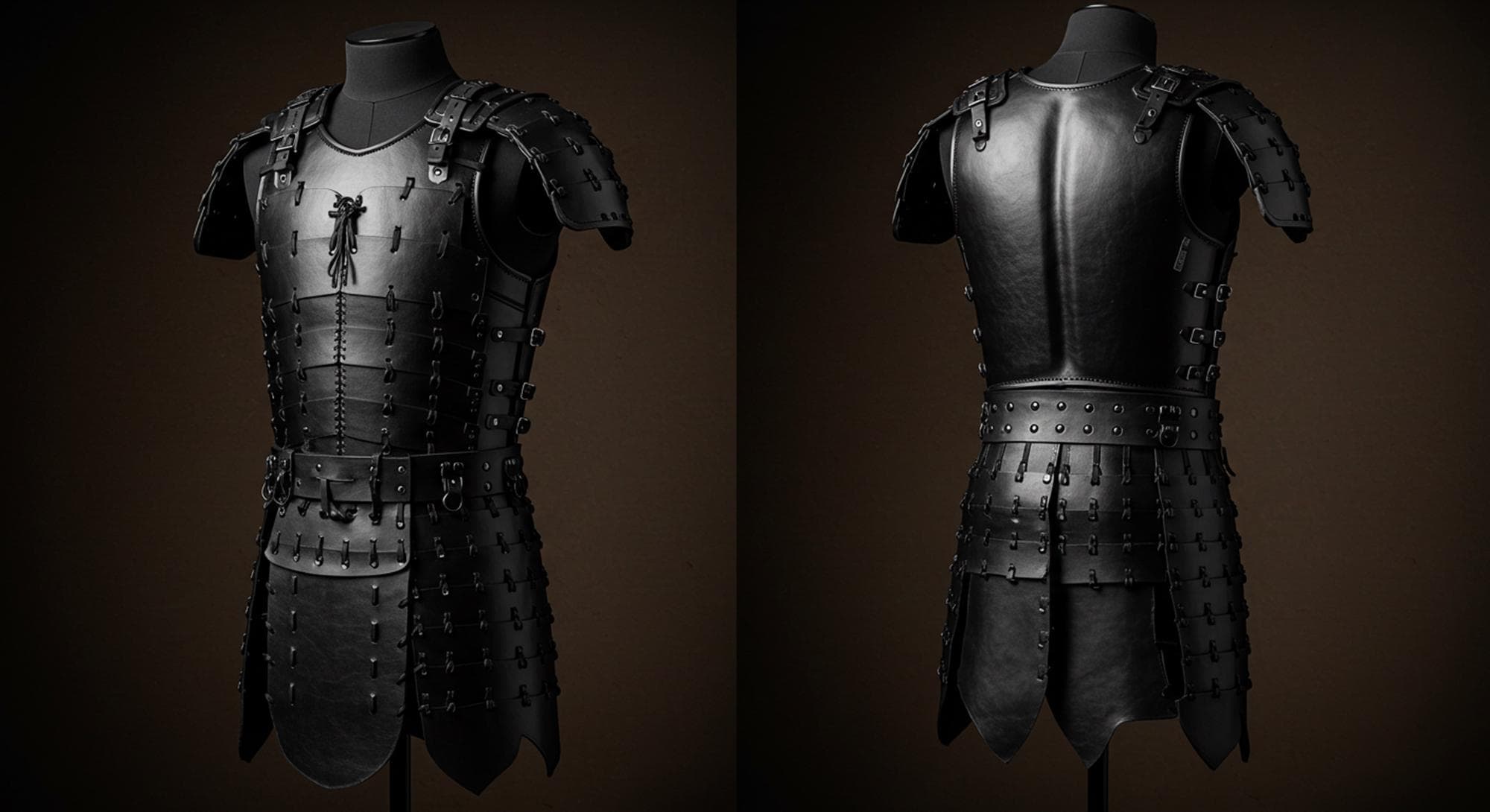 Dark Knight Leather Armor Set – Custom Black Battle Gear With Shoulder ...