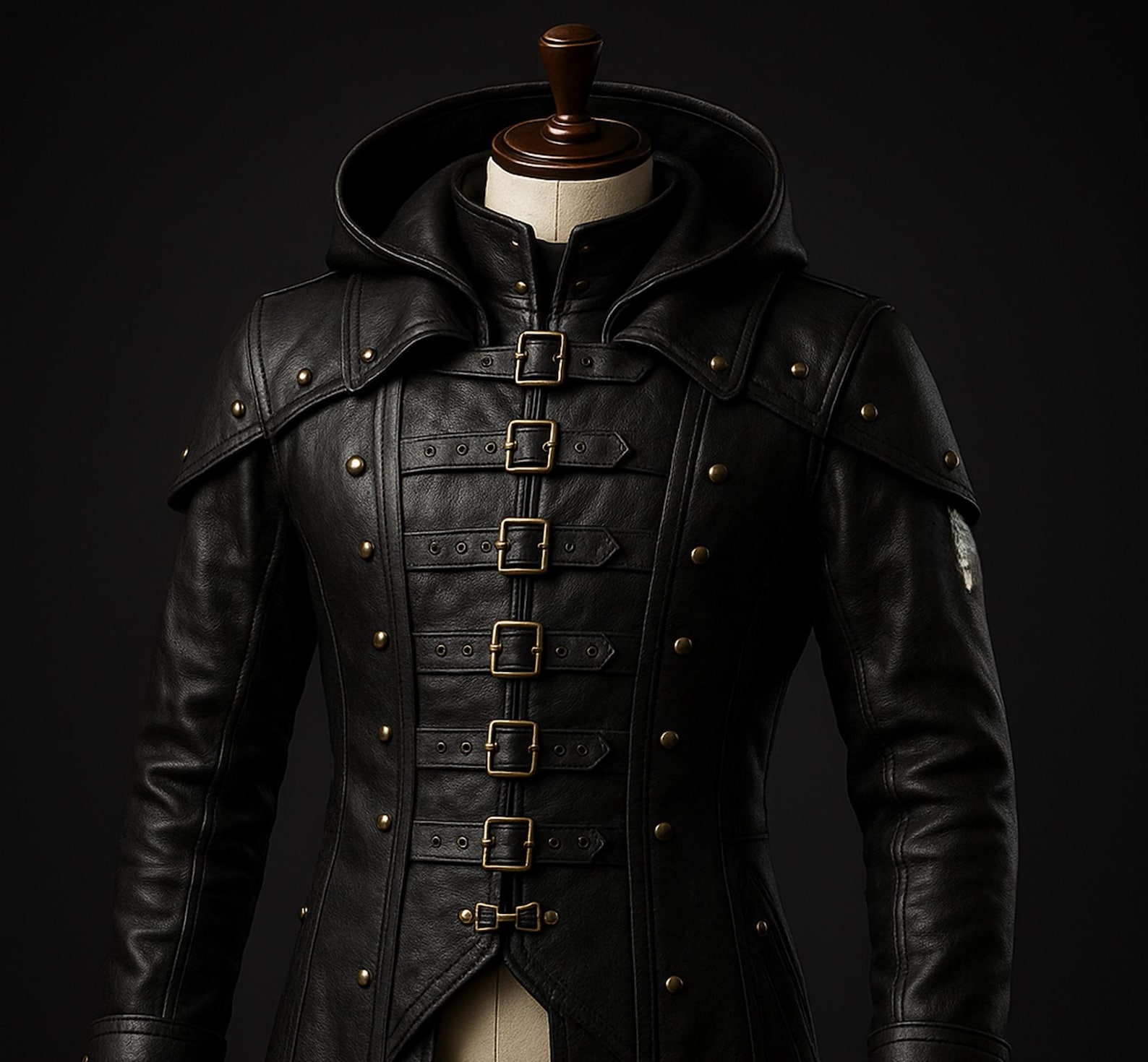 Gothic Leather Trench Coat | LARP Fantasy Warrior Jacket | Renaissance ...