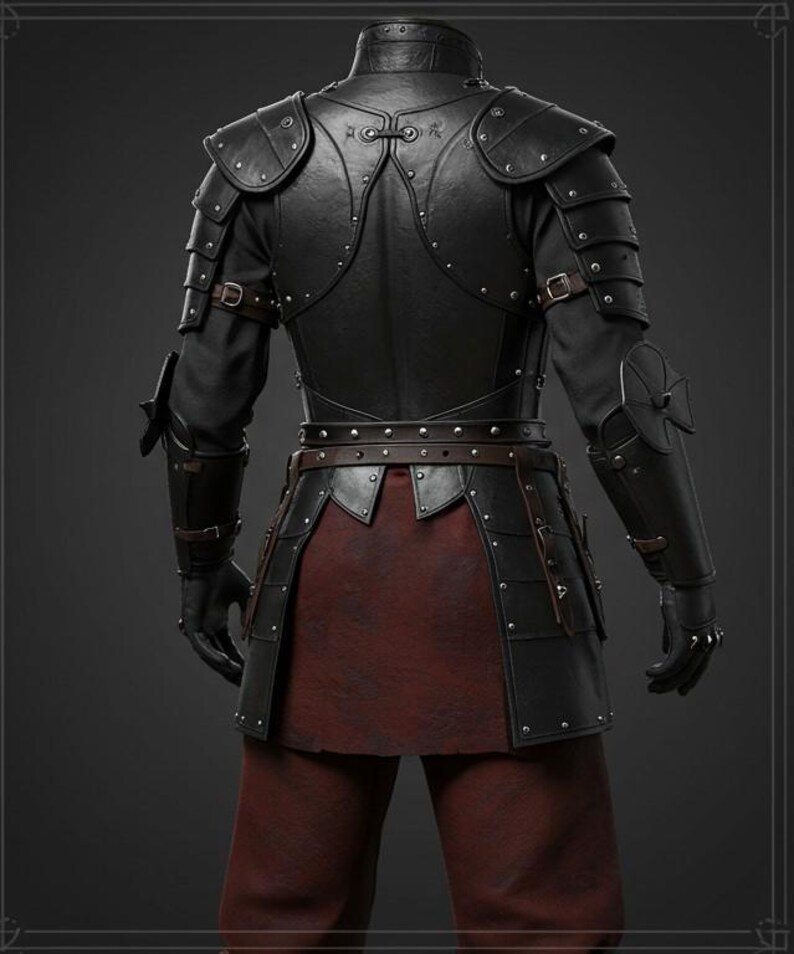 Medieval Black Leather Armor Set – Fantasy Warrior Chestplate Shoulder ...