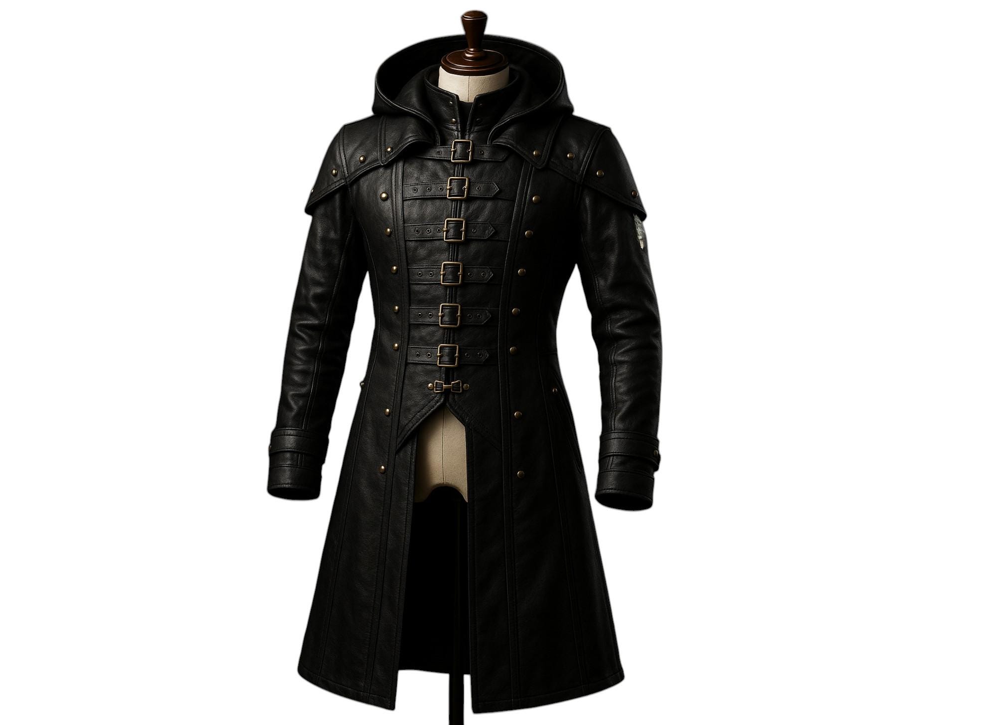 Gothic Leather Trench Coat | LARP Fantasy Warrior Jacket | Renaissance ...