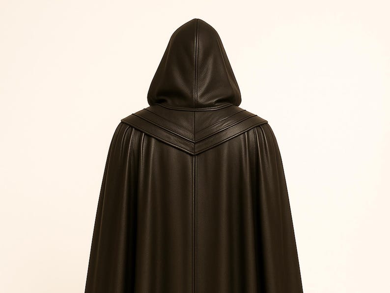 Black Leather Hooded Cloak for Men – Gothic Cosplay Cape, LARP Medieval ...