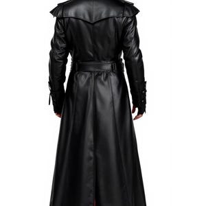 Men's Gothic Vampire Coat | Black and Red Leather Trench | Victorian ...
