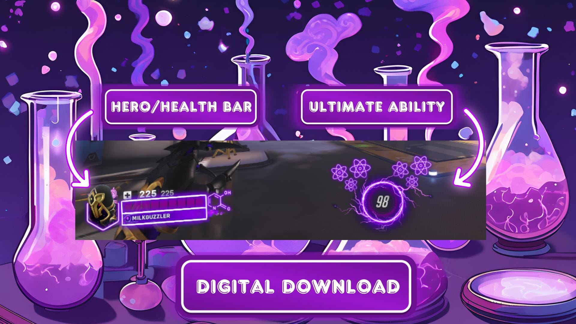 Neon Purple Overwatch Overlay for Streaming | Twitch - Youtube - Tiktok ...