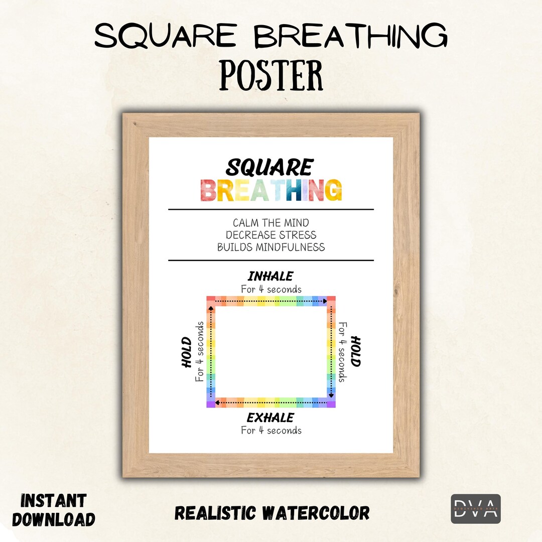 Square Breathing Poster, Box Breathing Poster, Mindfulness Activity ...