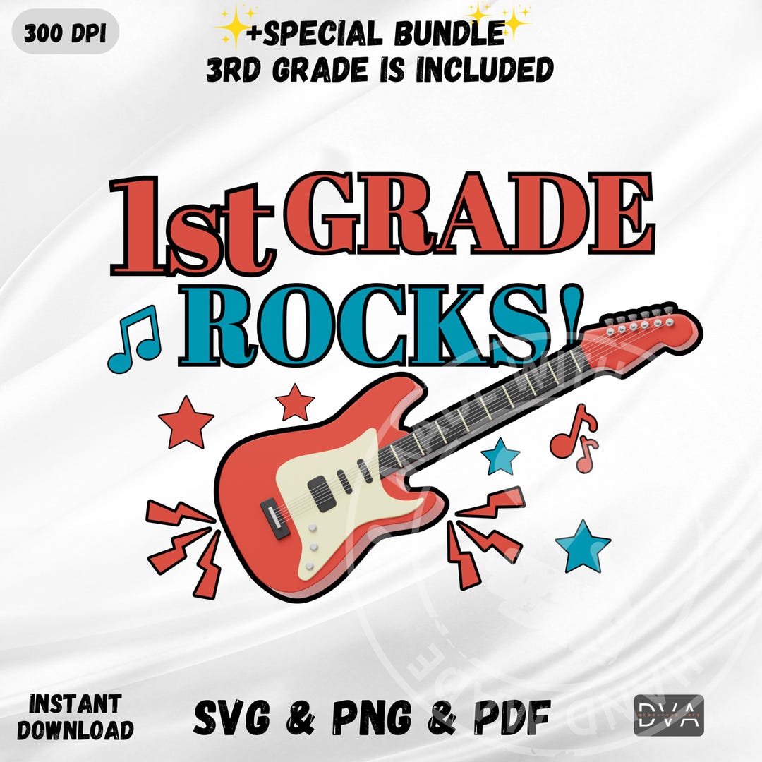 First Grade Rocks PNG SVG, Third Grade Rocks, Back to School ...