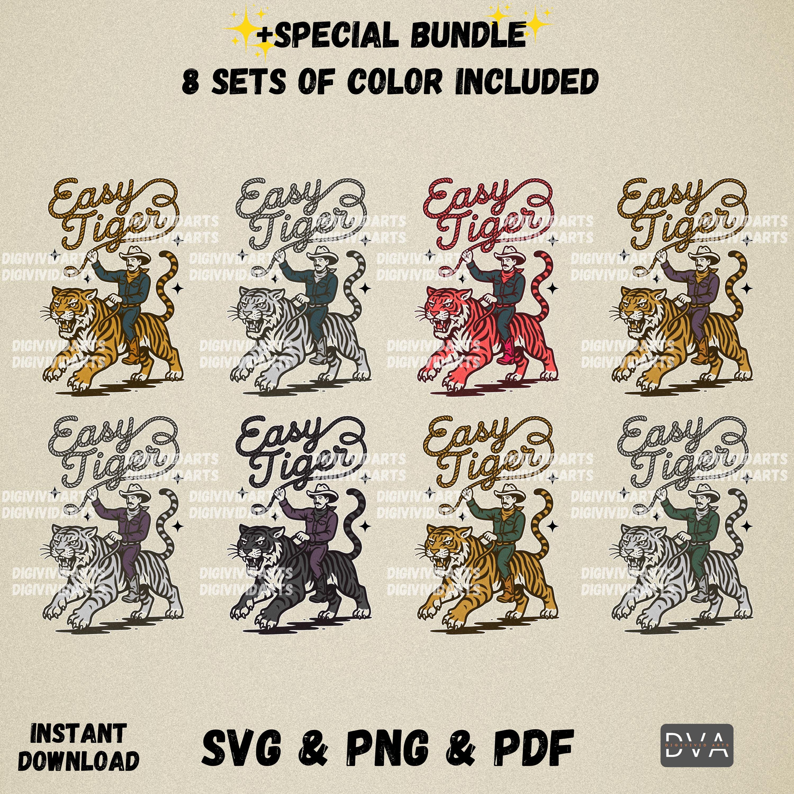 Easy Tiger PNG SVG, Cowboy Tiger, Retro Aesthetic, Cowboy Artwork ...