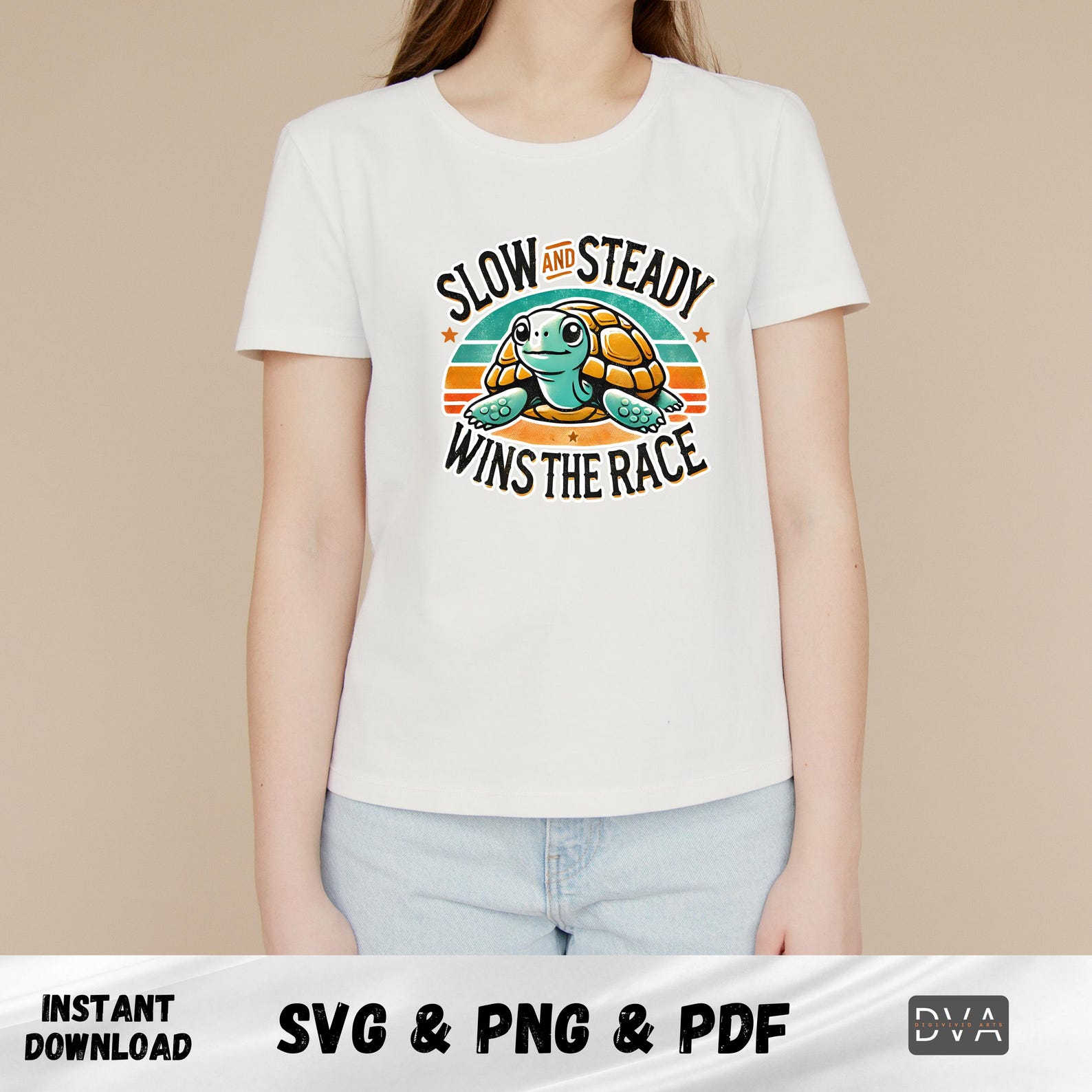 Slow and Steady Wins the Race PNG SVG, Retro Turtle Drawing, Turtle ...